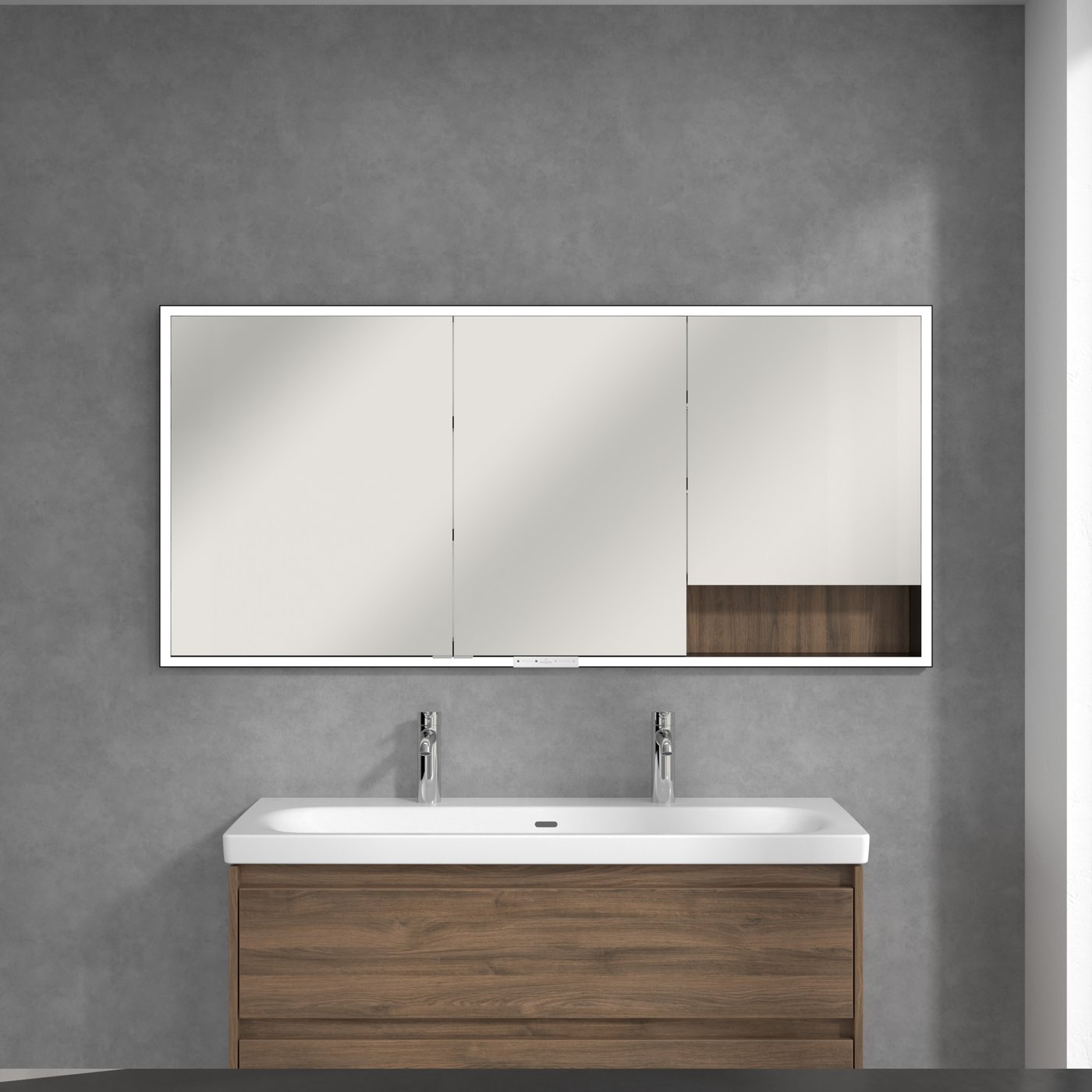 Villeroy & Boch My View+ Spiegelschrank, 3 Türen Wandeinbau, schwarz ...