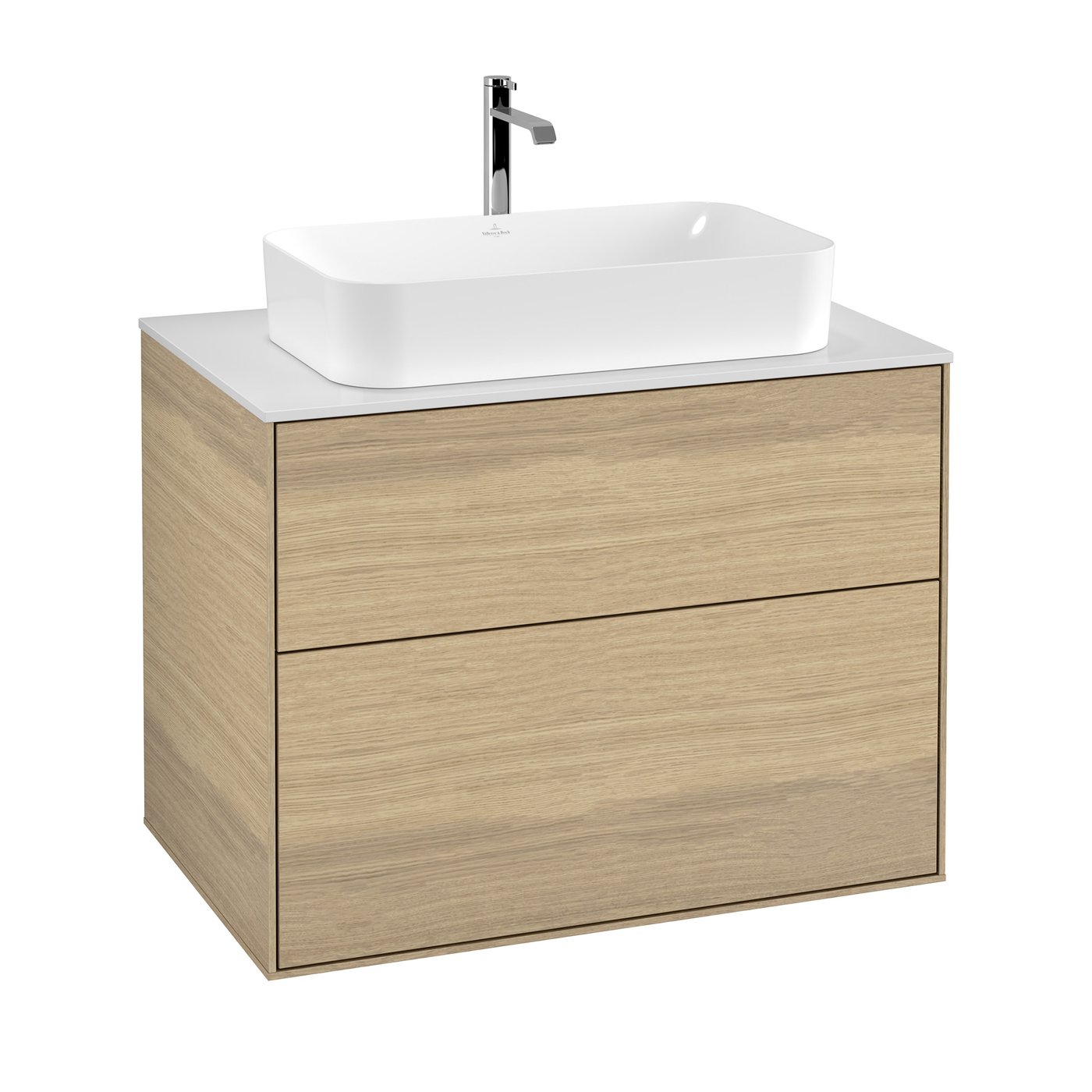 Villeroy & Boch Finion vanity unit, 2 pull-out compartments oak veneer ...
