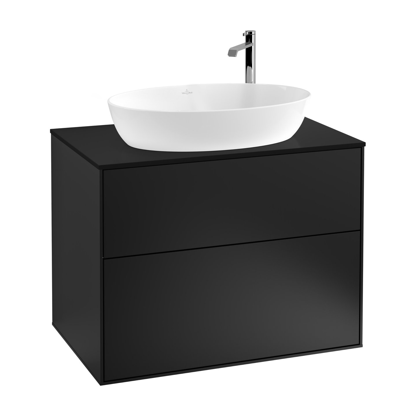 Villeroy & Boch Finion vanity unit, 2 pull-out compartments matt black ...
