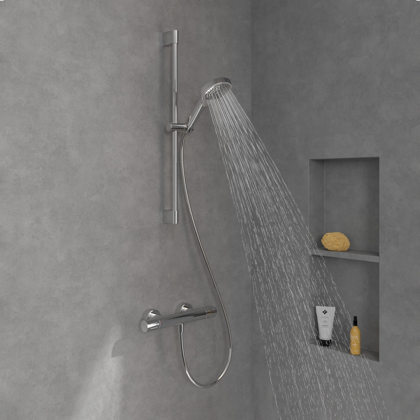 Villeroy & Boch Verve Showers hand shower set with shower rail, 3 spray ...