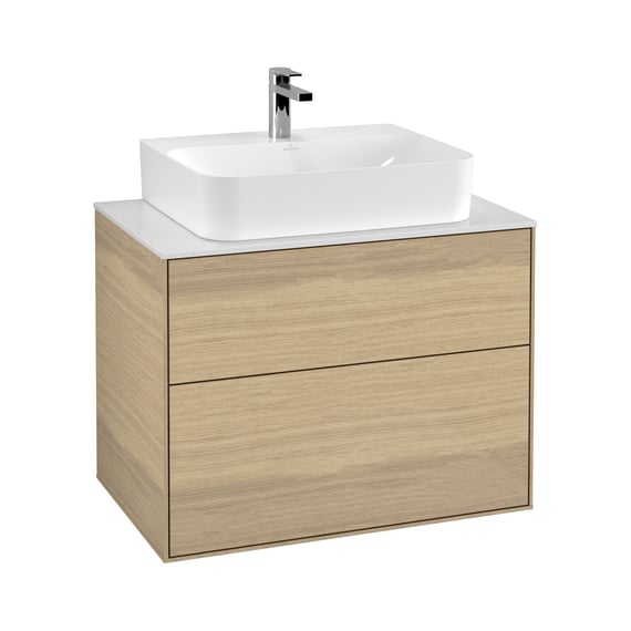 Villeroy & Boch Finion vanity unit, 2 pull-out compartments oak veneer ...