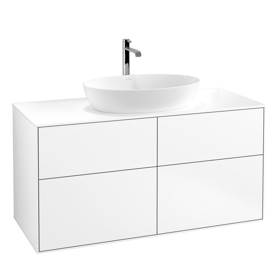 Villeroy & Boch Finion vanity unit, 4 pull-out compartments matt white ...
