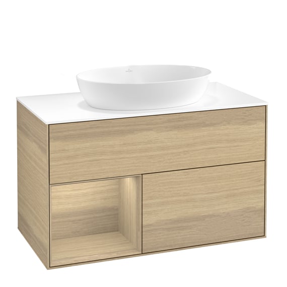 Villeroy & Boch Finion vanity unit, 2 pull-out compartments with open ...