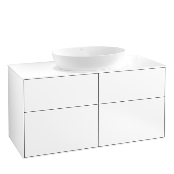 Villeroy & Boch Finion vanity unit, 4 pull-out compartments matt white ...