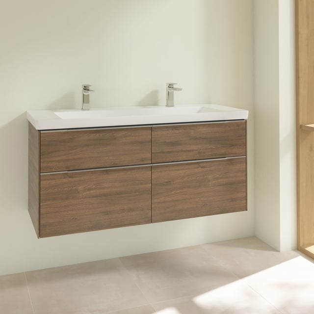Villeroy & Boch Subway 3.0 vanity unit with double washbasin, 4 pull ...