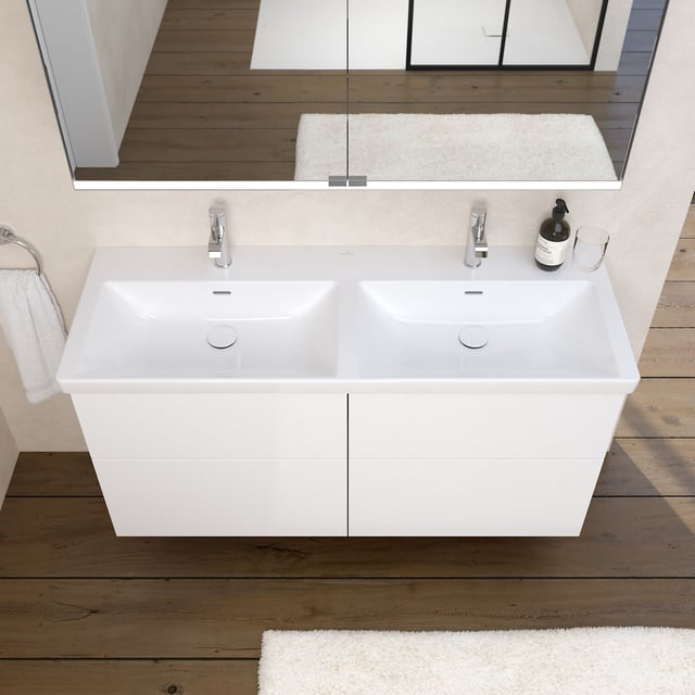 Villeroy & Boch Embrace double washbasin with CeramicPlus, white ...