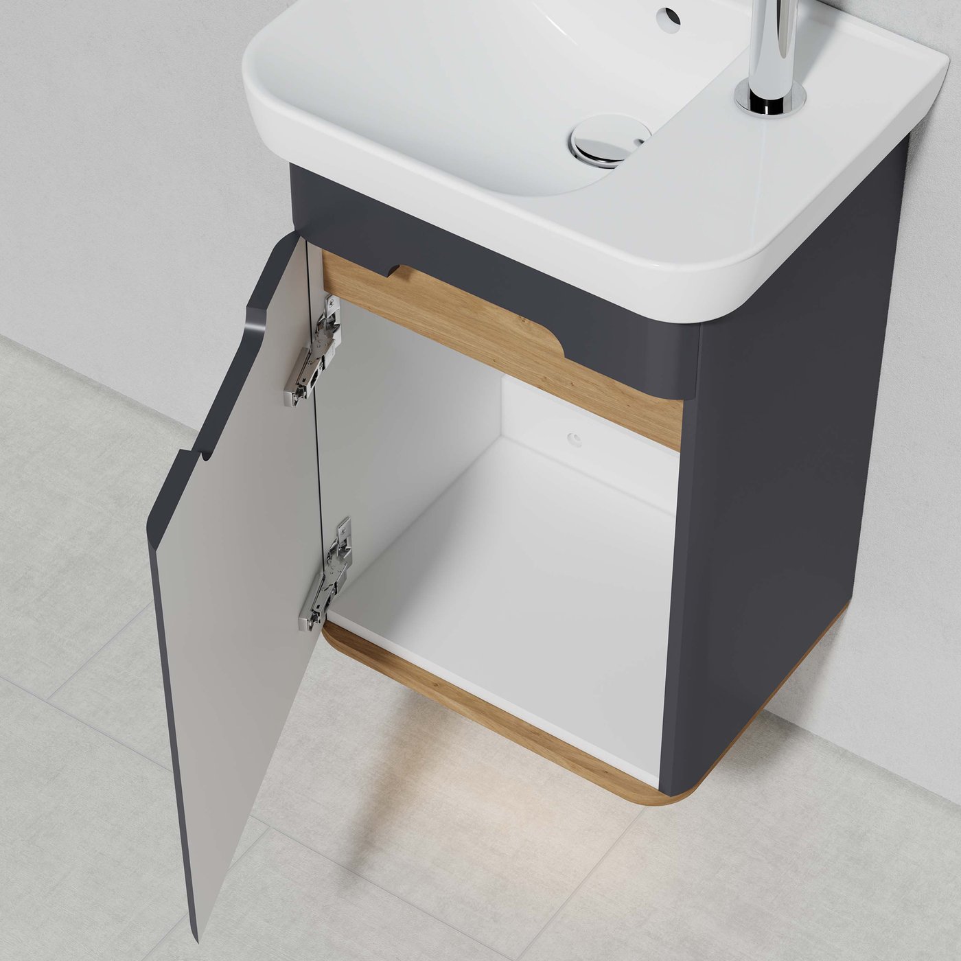 VitrA Sento vanity unit with cloakroom washbasin, 1 door matt ...