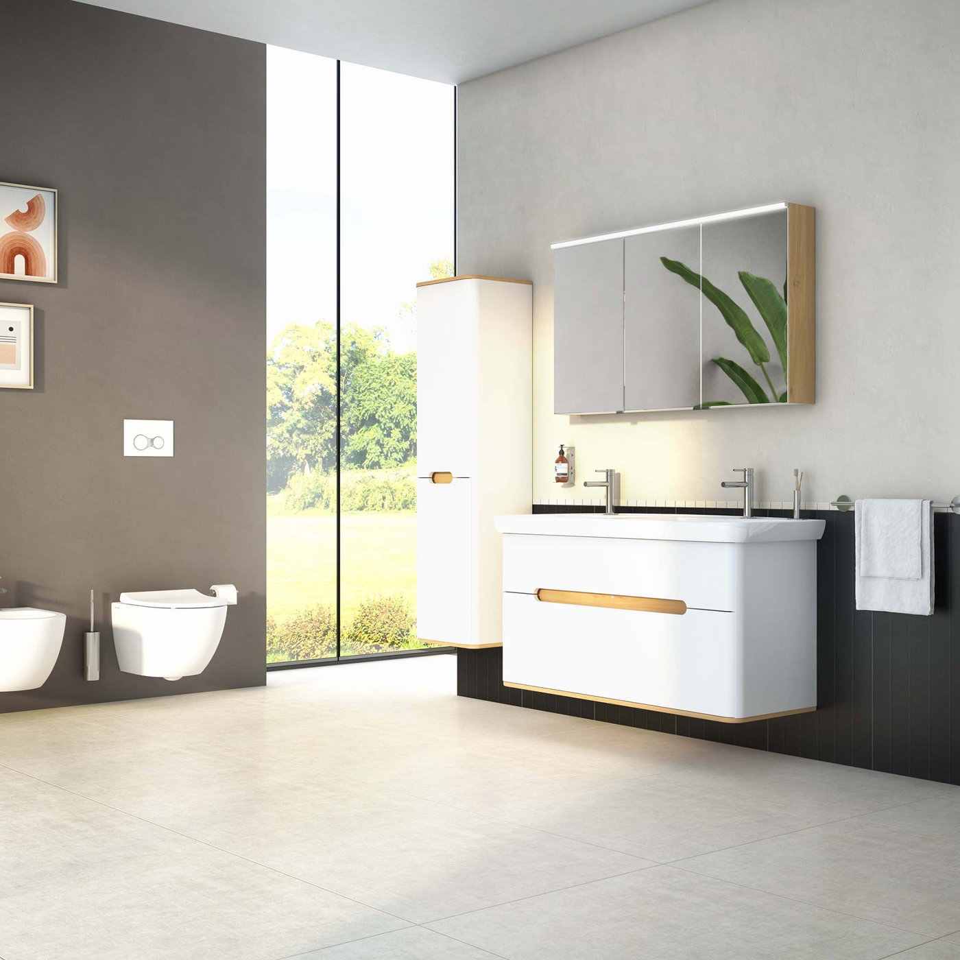 VitrA Sento vanity unit with double washbasin, 2 pull-out compartments ...