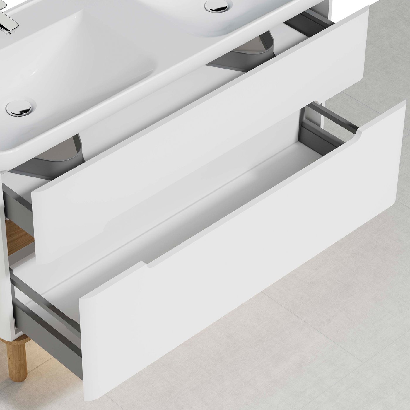 VitrA Sento vanity unit with double washbasin, 2 pull-out compartments ...