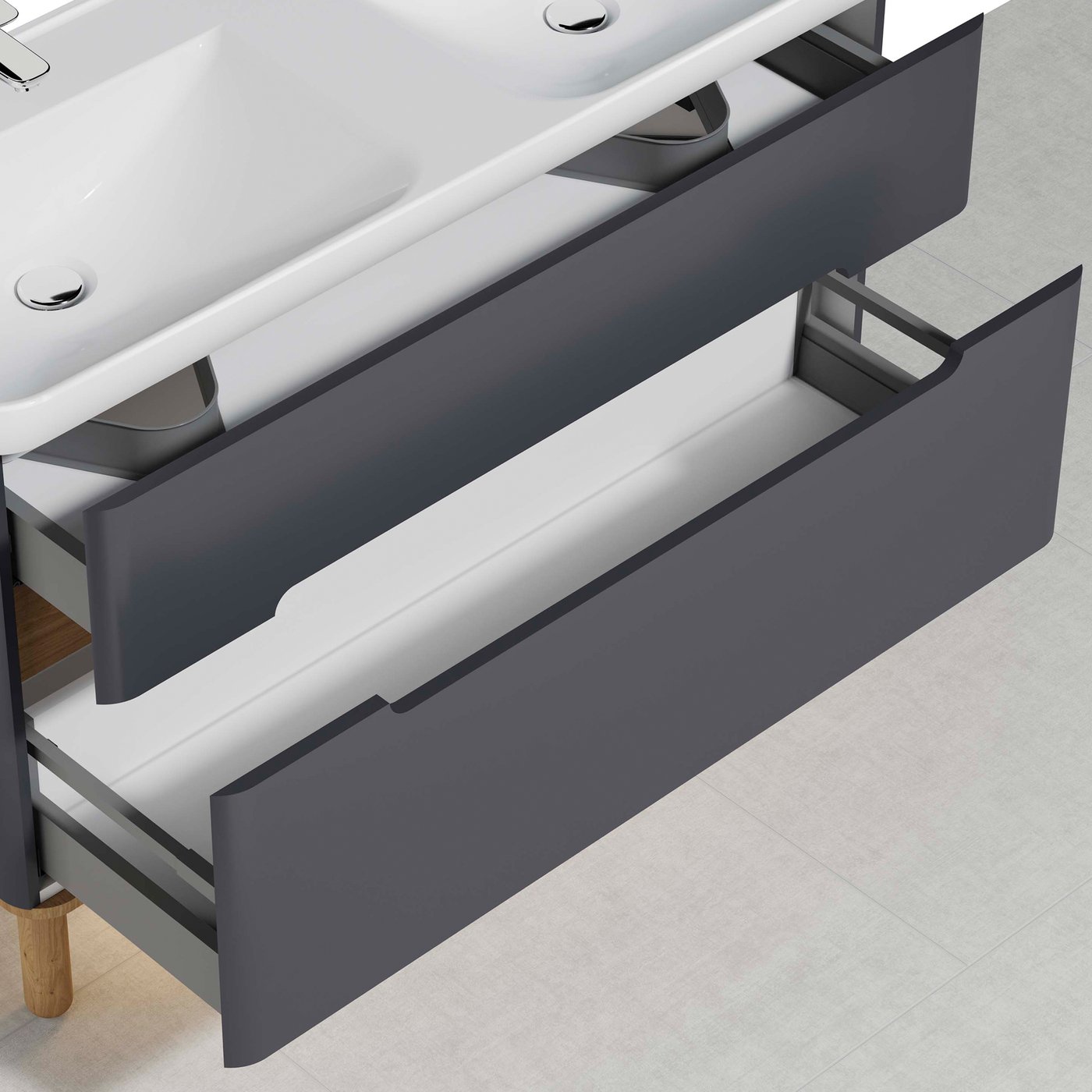 VitrA Sento vanity unit with double washbasin, 2 pull-out compartments ...
