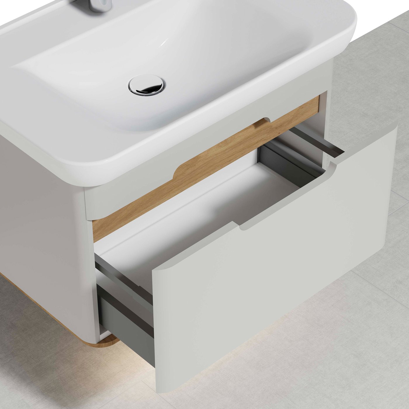 VitrA Sento Schrank mit Waschtisch, 1 Auszug hellgrau matt, WT weiß ...