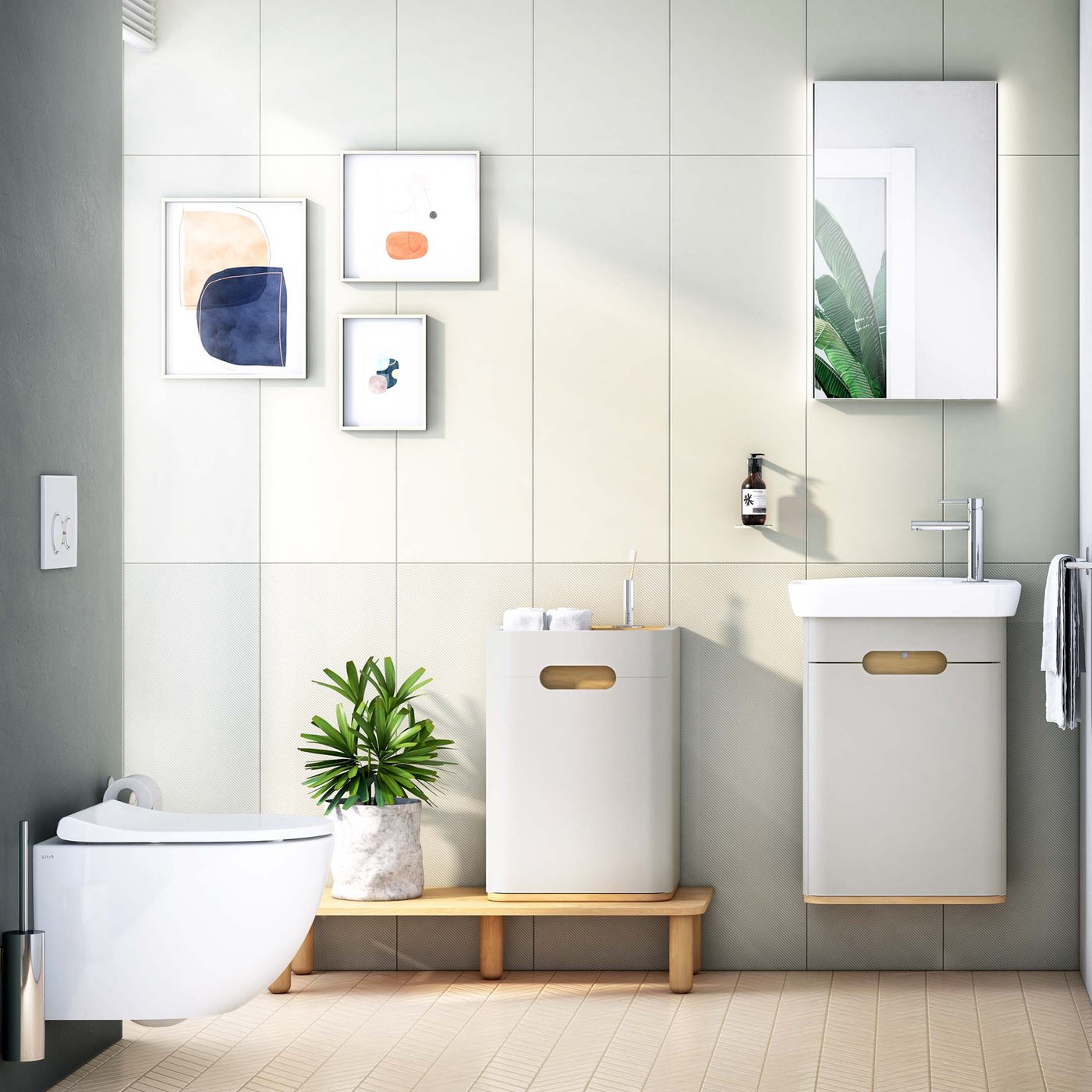 VitrA Sento Hängeschrank, 1 Tür hellgrau matt - 66011 | REUTER