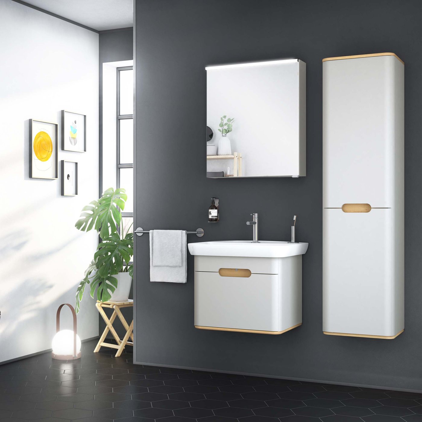 VitrA Sento Hochschrank, 2 Türen hellgrau matt - 66023 | REUTER