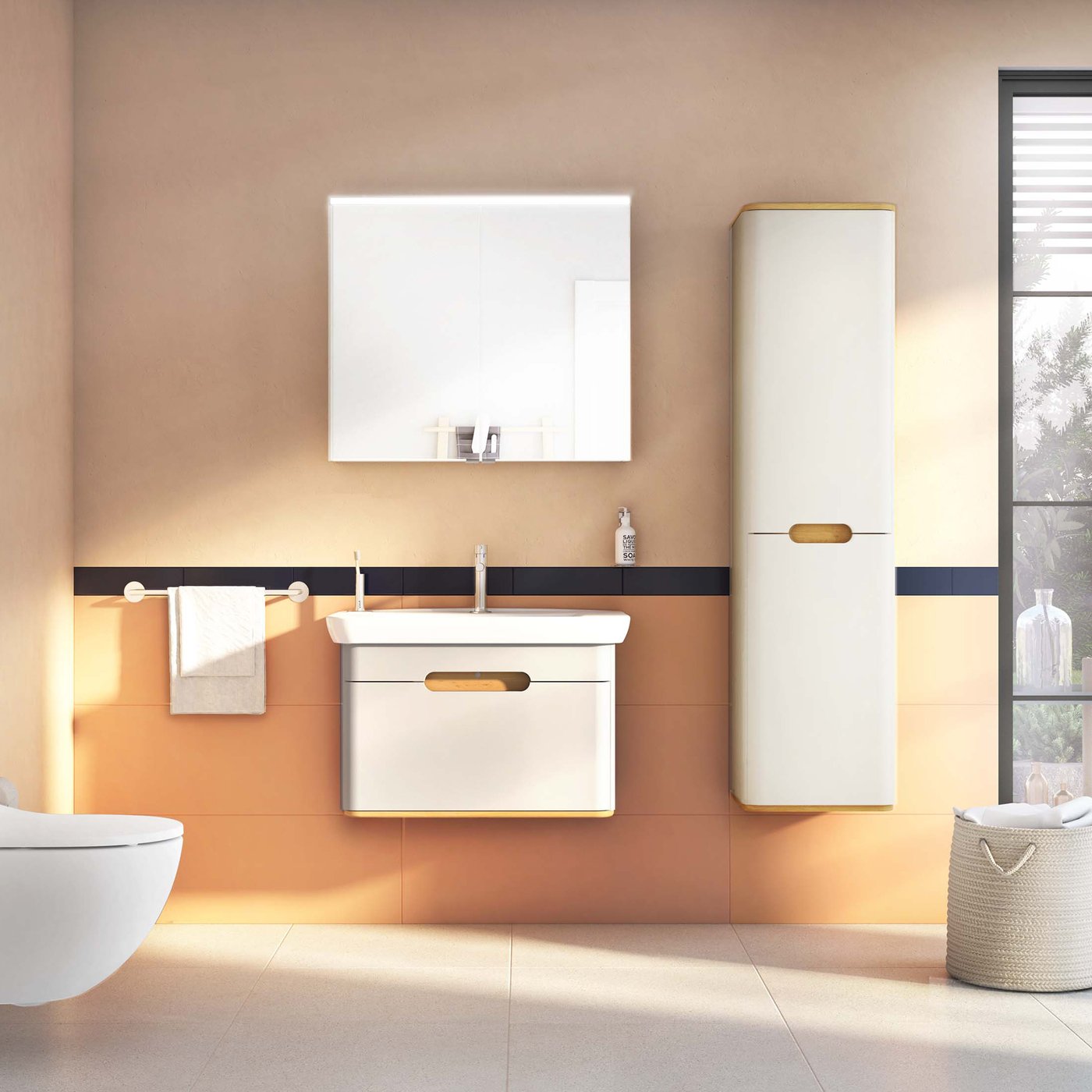 VitrA Sento Hochschrank, 2 Türen hellgrau matt - 66023 | REUTER
