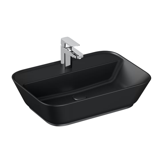 VitrA Geo Aufsatzwaschtisch mit VitrAhygiene, schwarz matt - 7426B083 ...