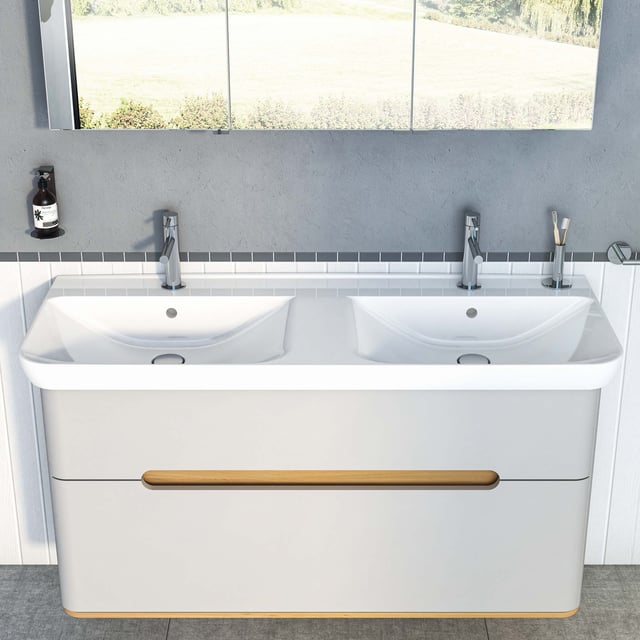 VitrA Sento double washbasin with VitrAhygiene, white - 5949B003-0001 ...