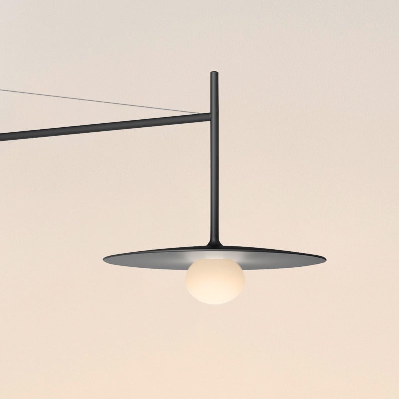 VIBIA Tempo wall light, LED with supply cable and tension cable, globe ...