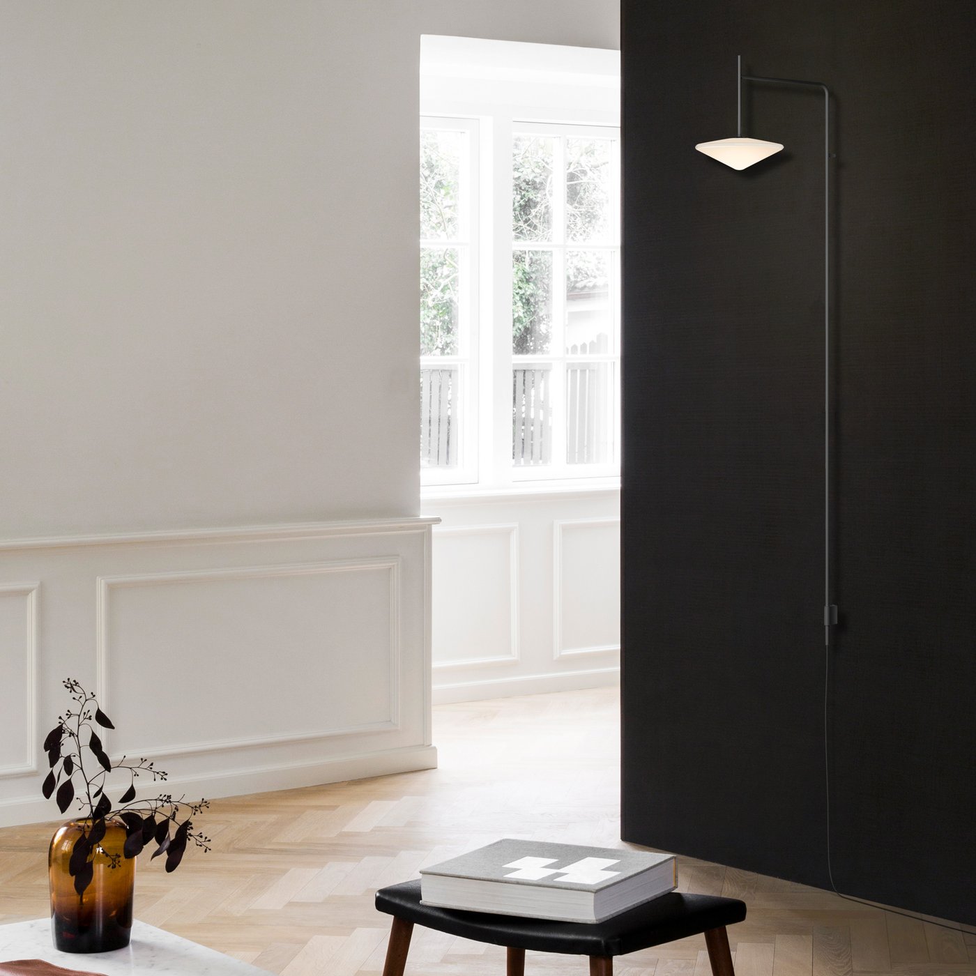 VIBIA Tempo Wandleuchte, LED mit Zuleitung, diamant dimmbar, satiniert ...