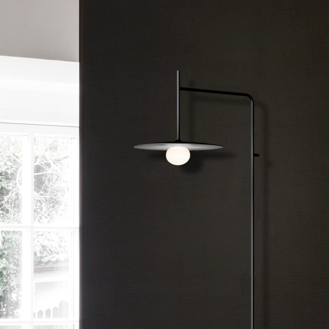 VIBIA Tempo wall light, LED with supply cable, globe dimmable, satin ...