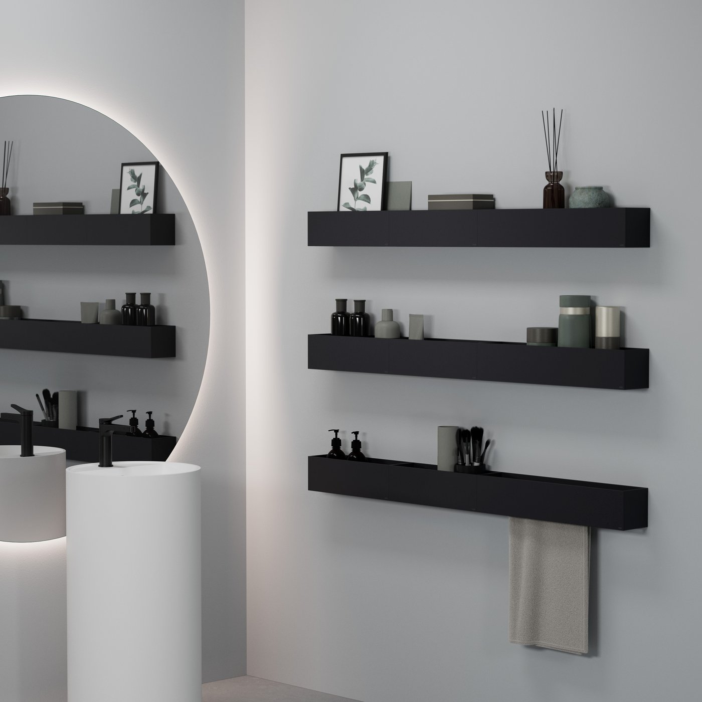 Viverso AGA Design U Badaccessoire-Set inkl. Beleuchtung für ...