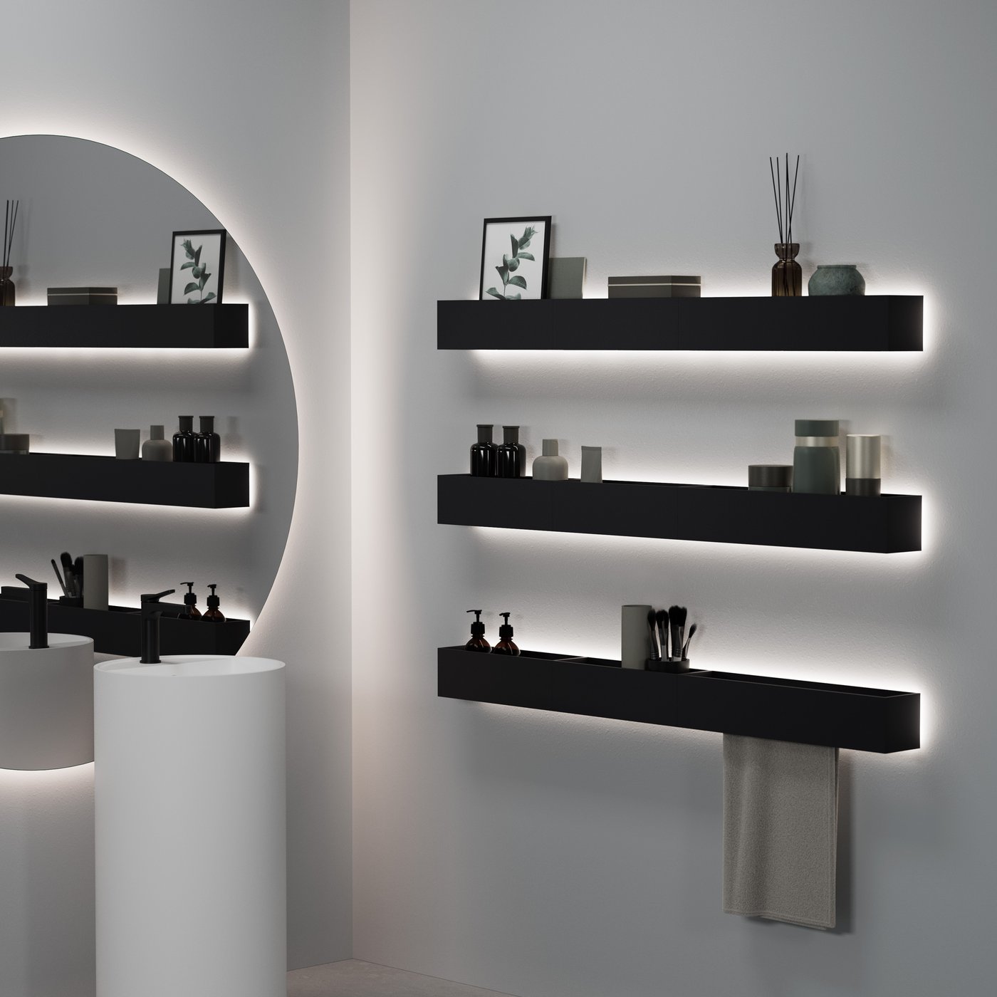 Viverso AGA Design U Badaccessoire-Set inkl. Beleuchtung für ...