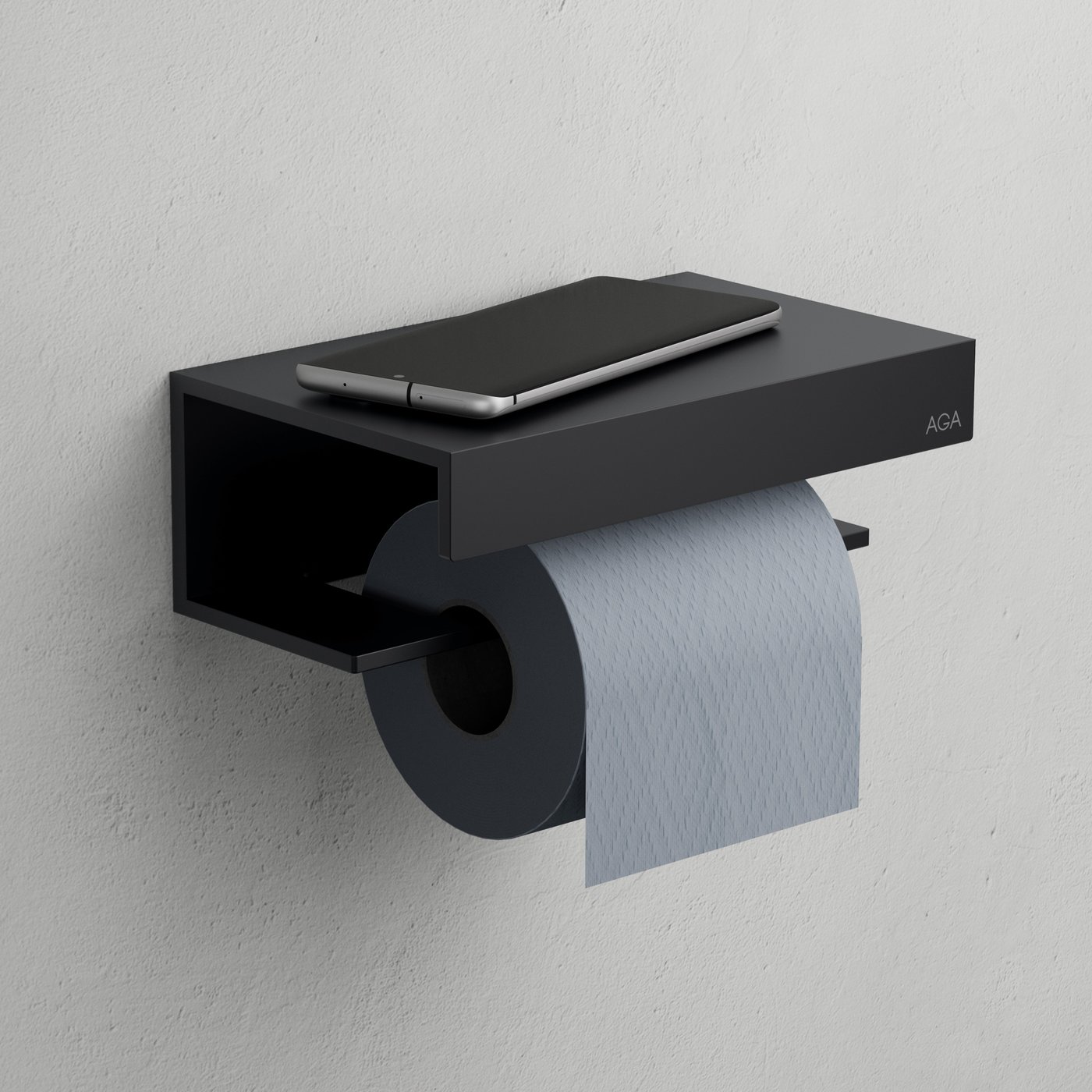 Viverso AGA Design L / U Papierrollenhalter mit Ablage schwarz matt ...