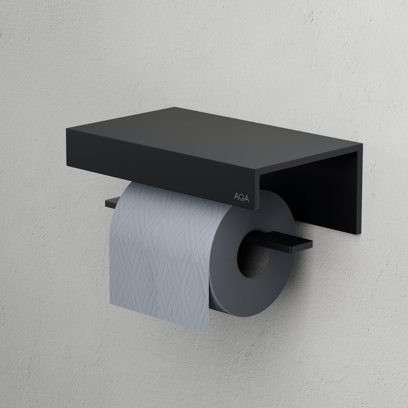 Viverso AGA Design L / U Papierrollenhalter mit Ablage schwarz matt ...