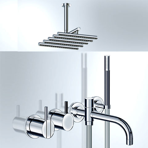 Vola 2441DT8-051A concealed shower system with bath spout, single-lever ...