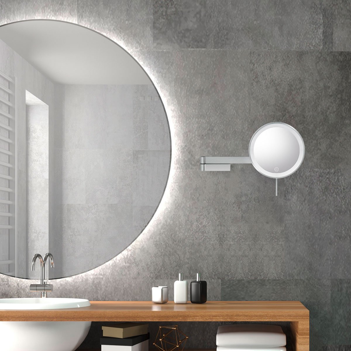 Zack LINEA beauty mirror, with lighting, 5x magnification rechargeable ...