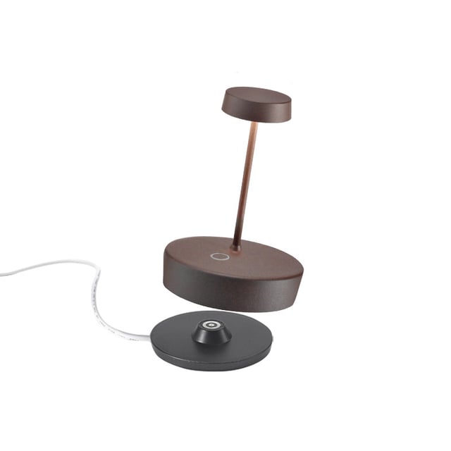 zafferano Swap Pro rechargeable table lamp, LED dimmable, matt corten ...